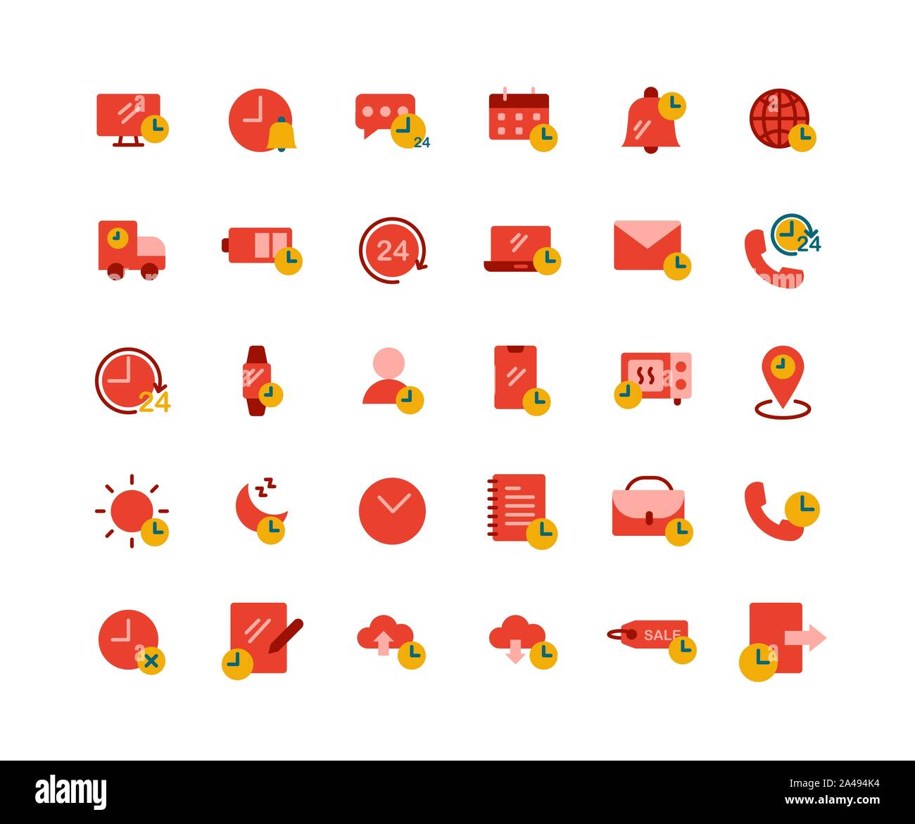 Time flat icon set. Vector and Illustration Stock Vector Image & Art ...