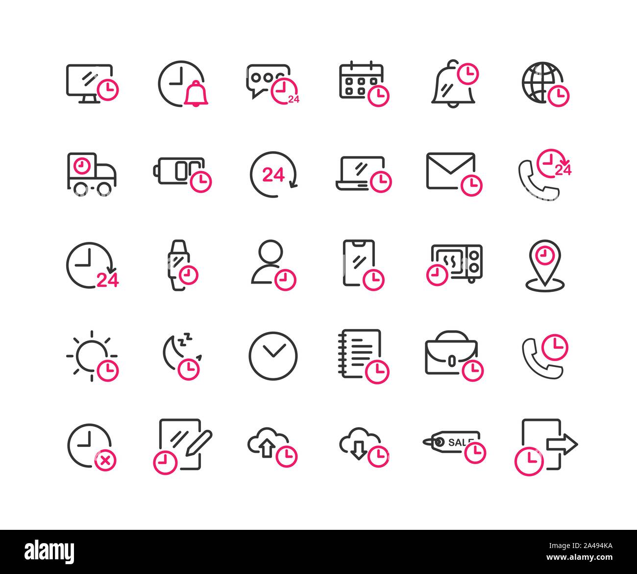 Time outline icon set. Vector and Illustration Stock Vector Image & Art ...