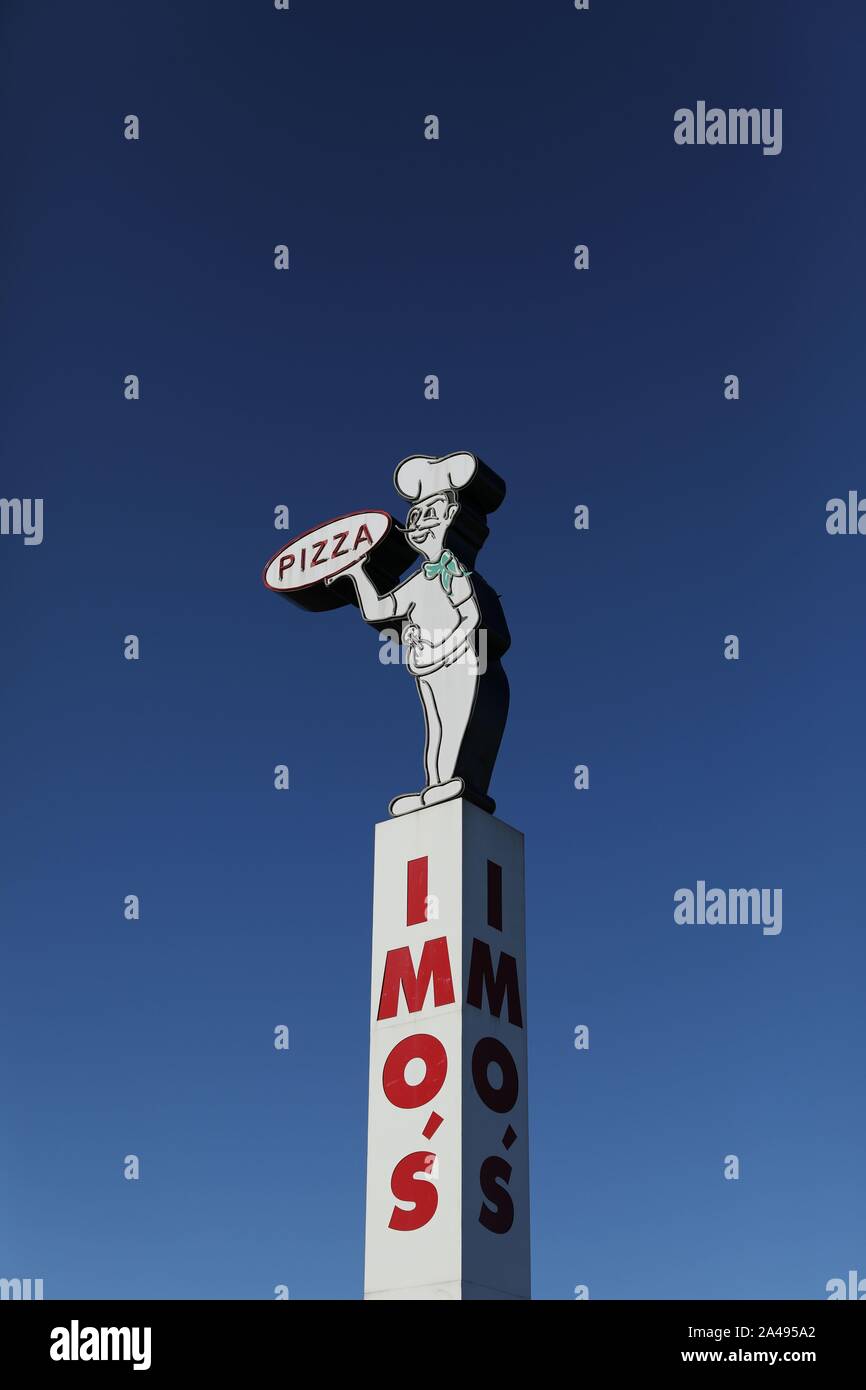 St. Louis, Missouri / USA - October 12, 2019: IMO's Pizza logo against ...