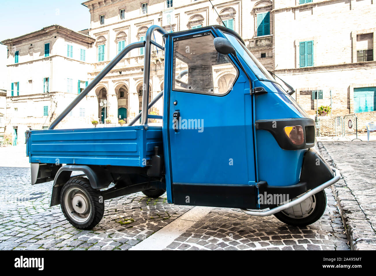 Typical italian farm truck on three wheels. Parked in ancient italian ...
