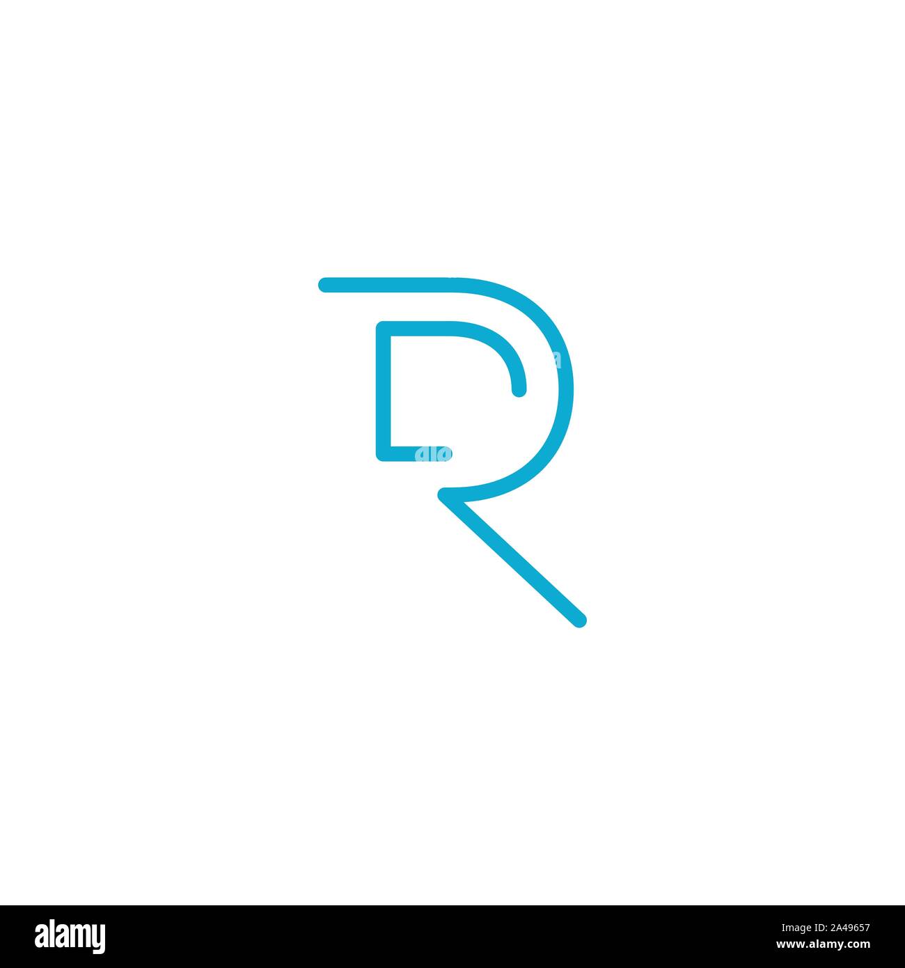 Linear geometric outline alphabet Letter R, Simple Logo Design, Blue ...