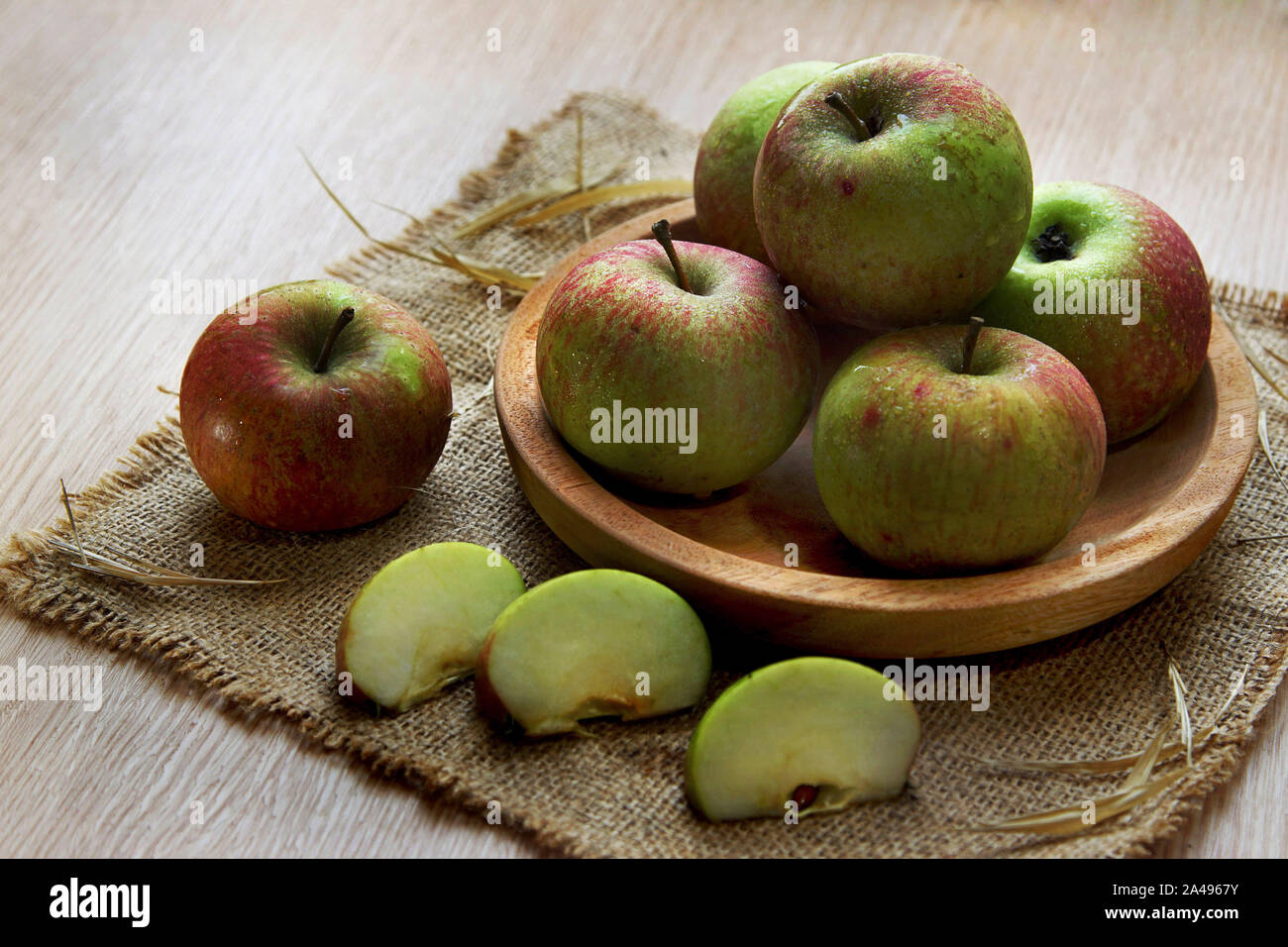 fresh apple fruit on table top Stock Photo - Alamy