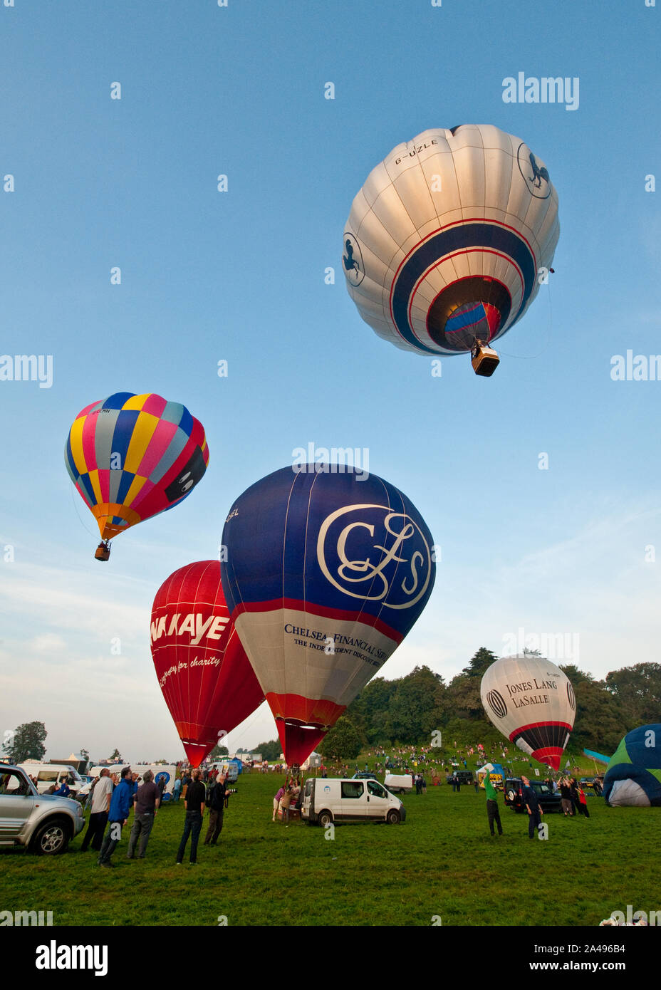 Hot air balloons launching from field. Bristol International Balloon ...