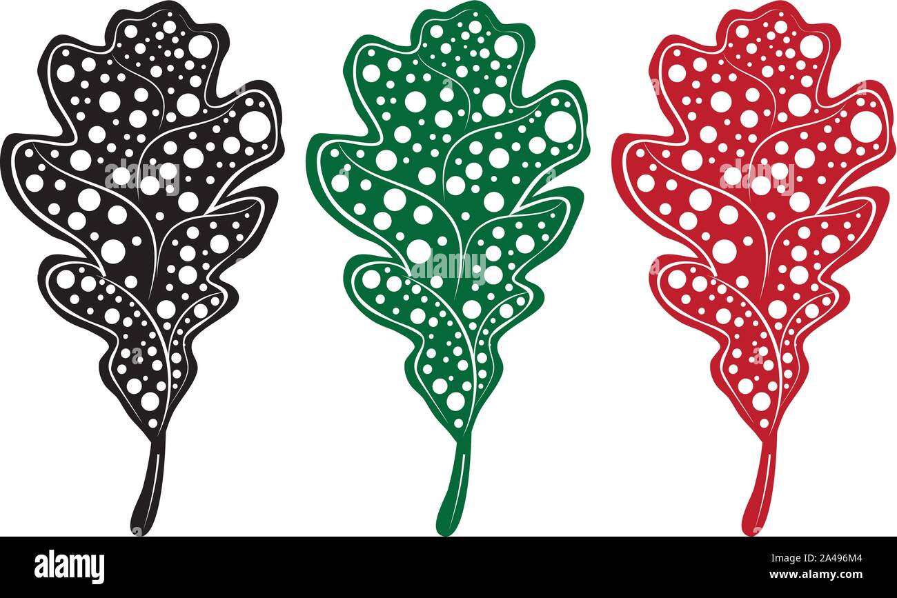 Ornamental leaf silhouette with dots pattern illustration Stock Vector ...