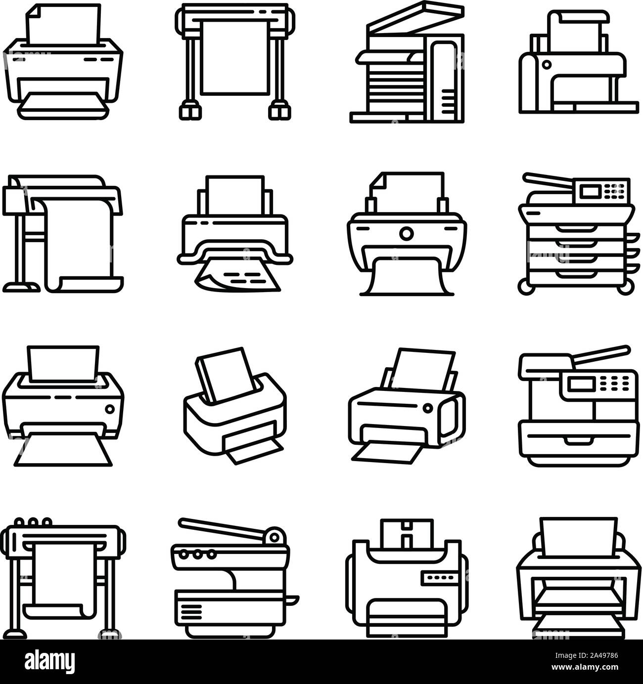 Printer icon. Outline printer vector icon for web design isolated on ...