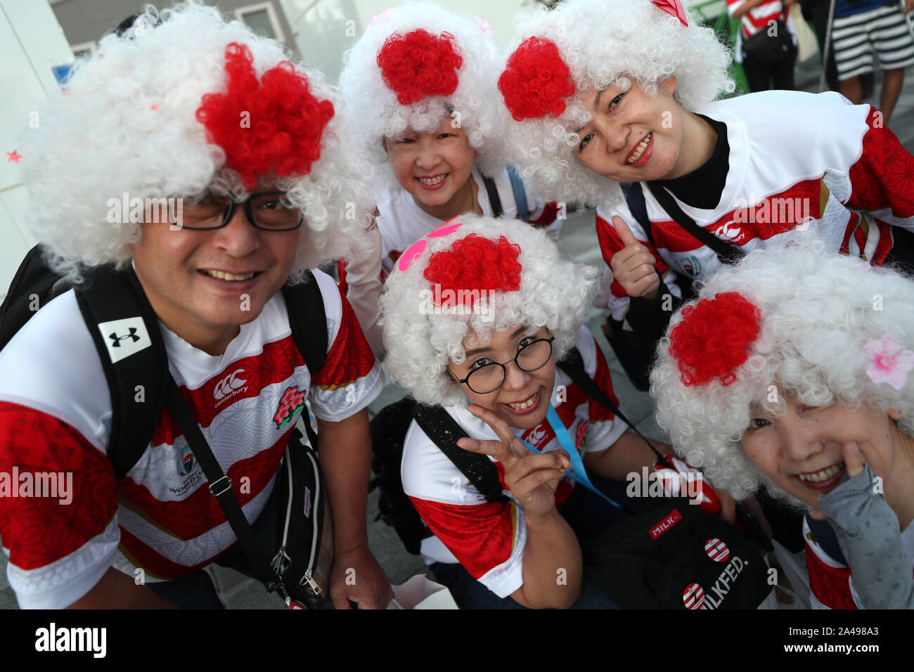 Japan fans before the 2019 Rugby World Cup match at the Yokohama ...