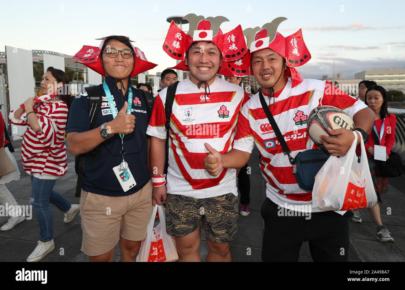 Japan fans before the 2019 Rugby World Cup match at the Yokohama ...