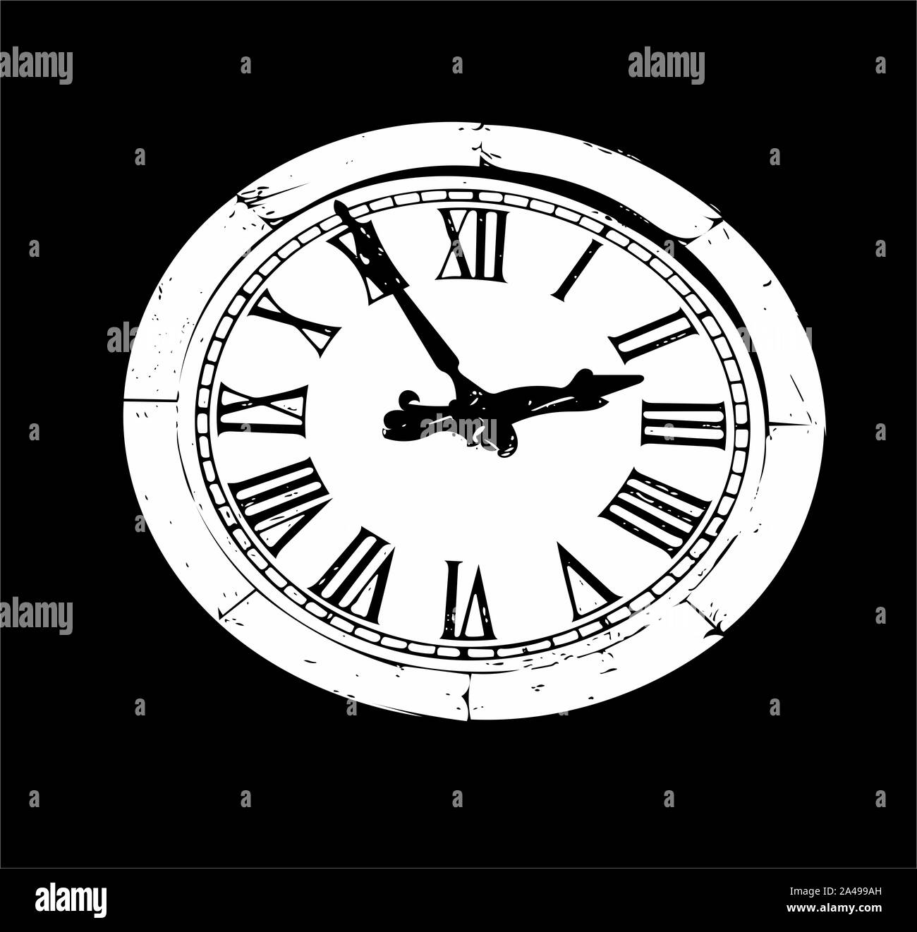 Artfully and ornate image of a clock in black and white color optics ...