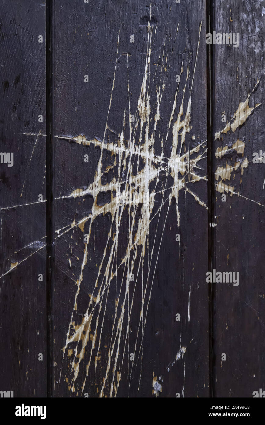 Wooden door with scratches, construction and architecture, texture ...