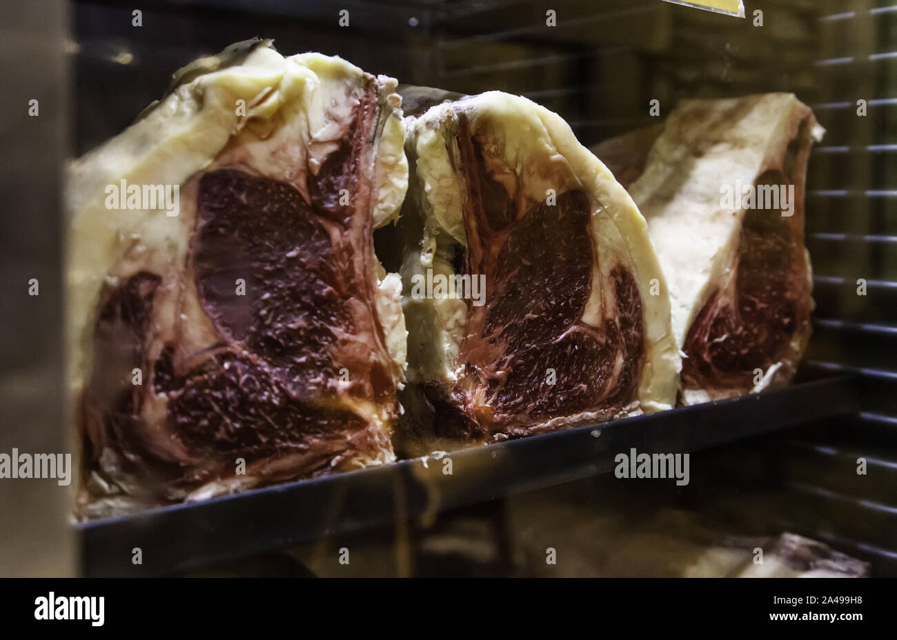 Raw beef steak in cold storage, meat and food Stock Photo - Alamy