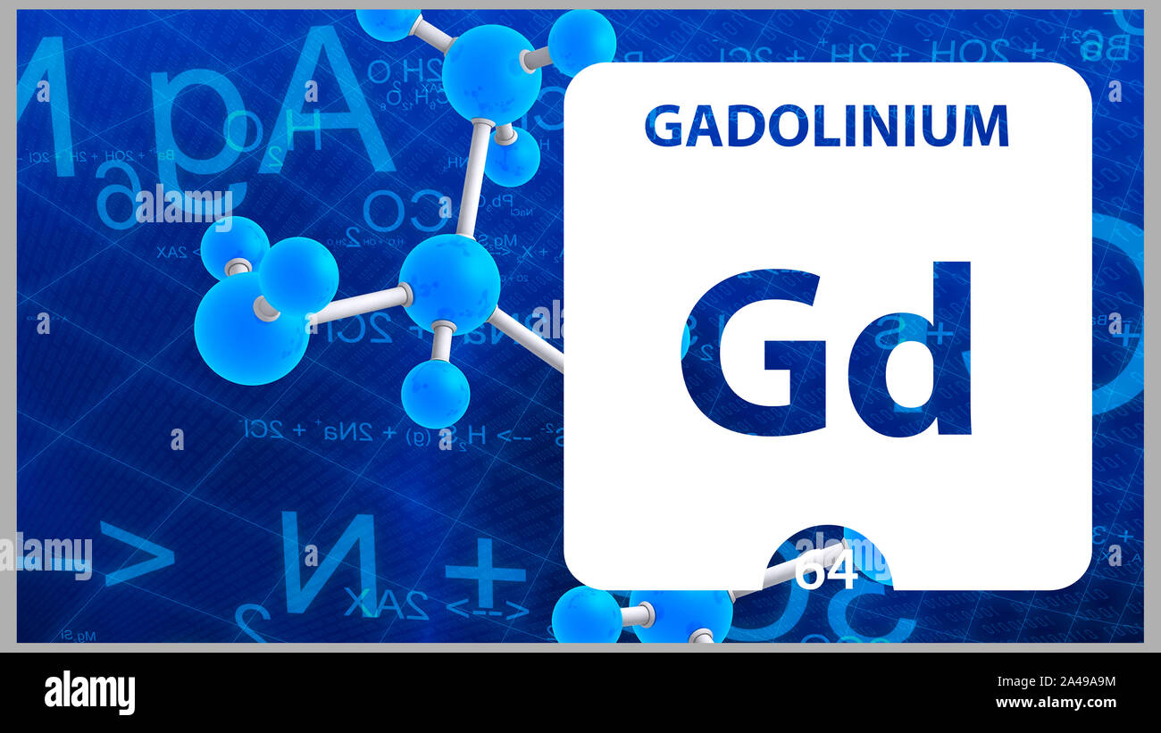 Gadolinium Gd, chemical element sign. 3D rendering isolated on white ...