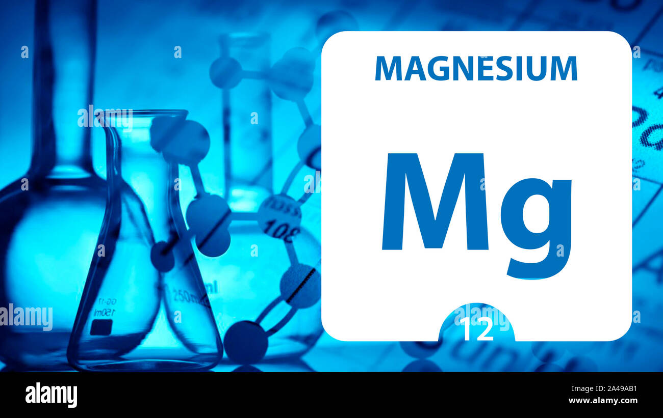Magnesium Mg, chemical element sign. 3D rendering isolated on white ...