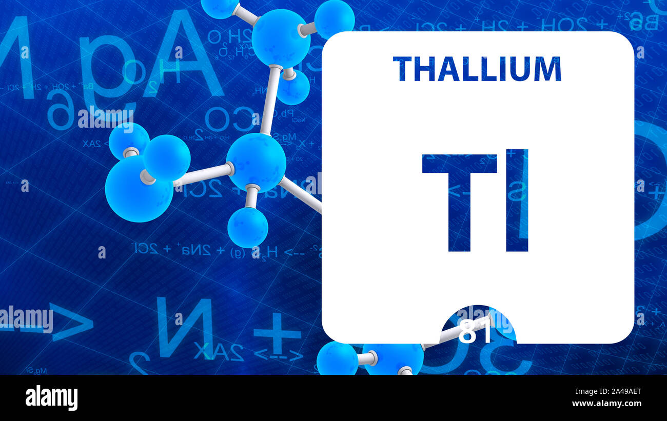 Thallium Tl, chemical element sign. 3D rendering isolated on white ...