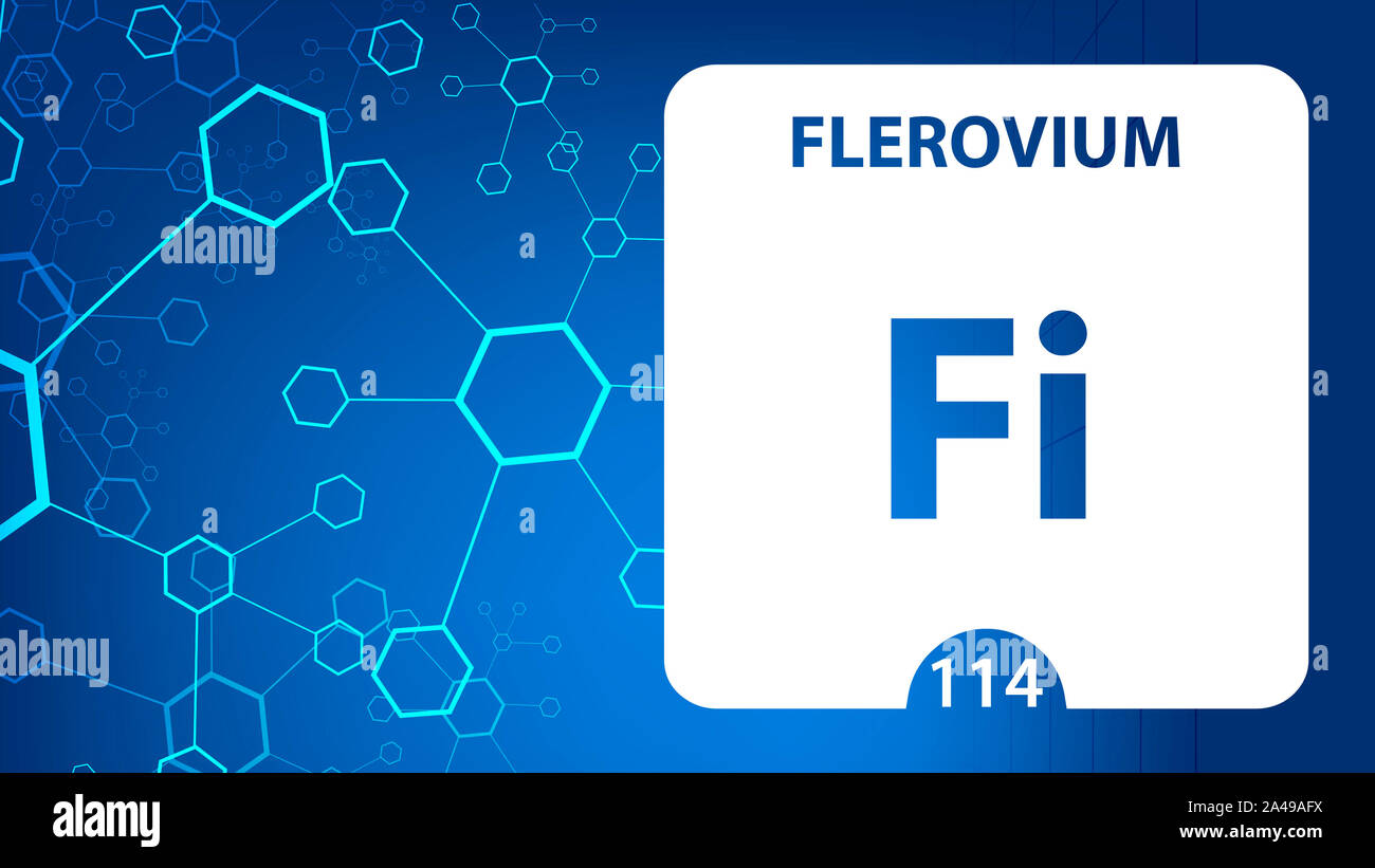 Flerovium Fl, chemical element sign. 3D rendering isolated on white ...