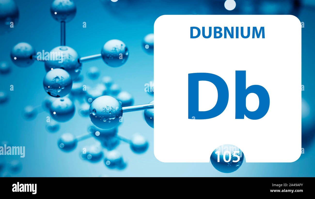 Dubnium Db, chemical element sign. 3D rendering isolated on white ...