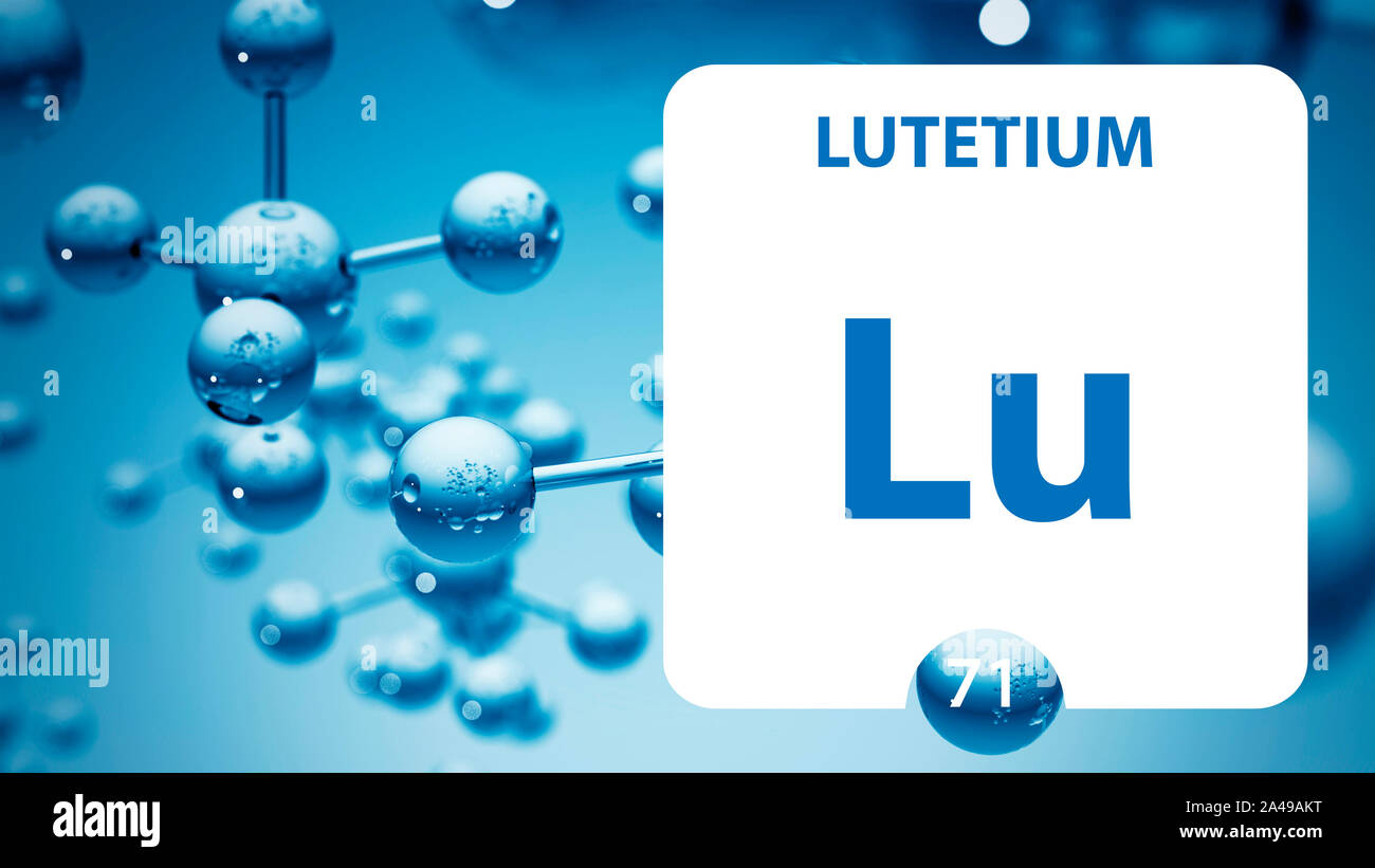 Lutetium Lu, chemical element sign. 3D rendering isolated on white ...