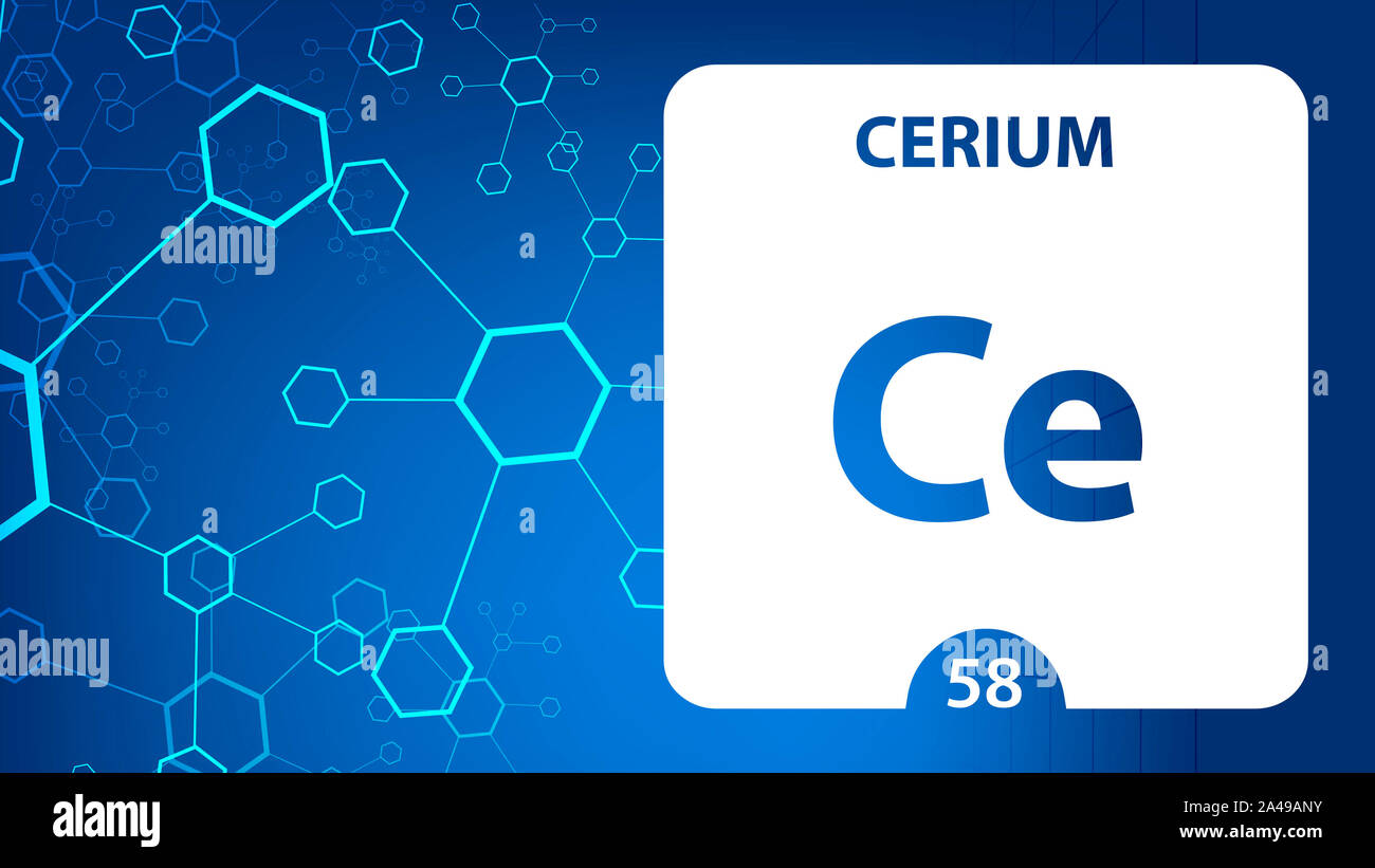 Cerium 58 element. Alkaline earth metals. Chemical Element of Mendeleev ...