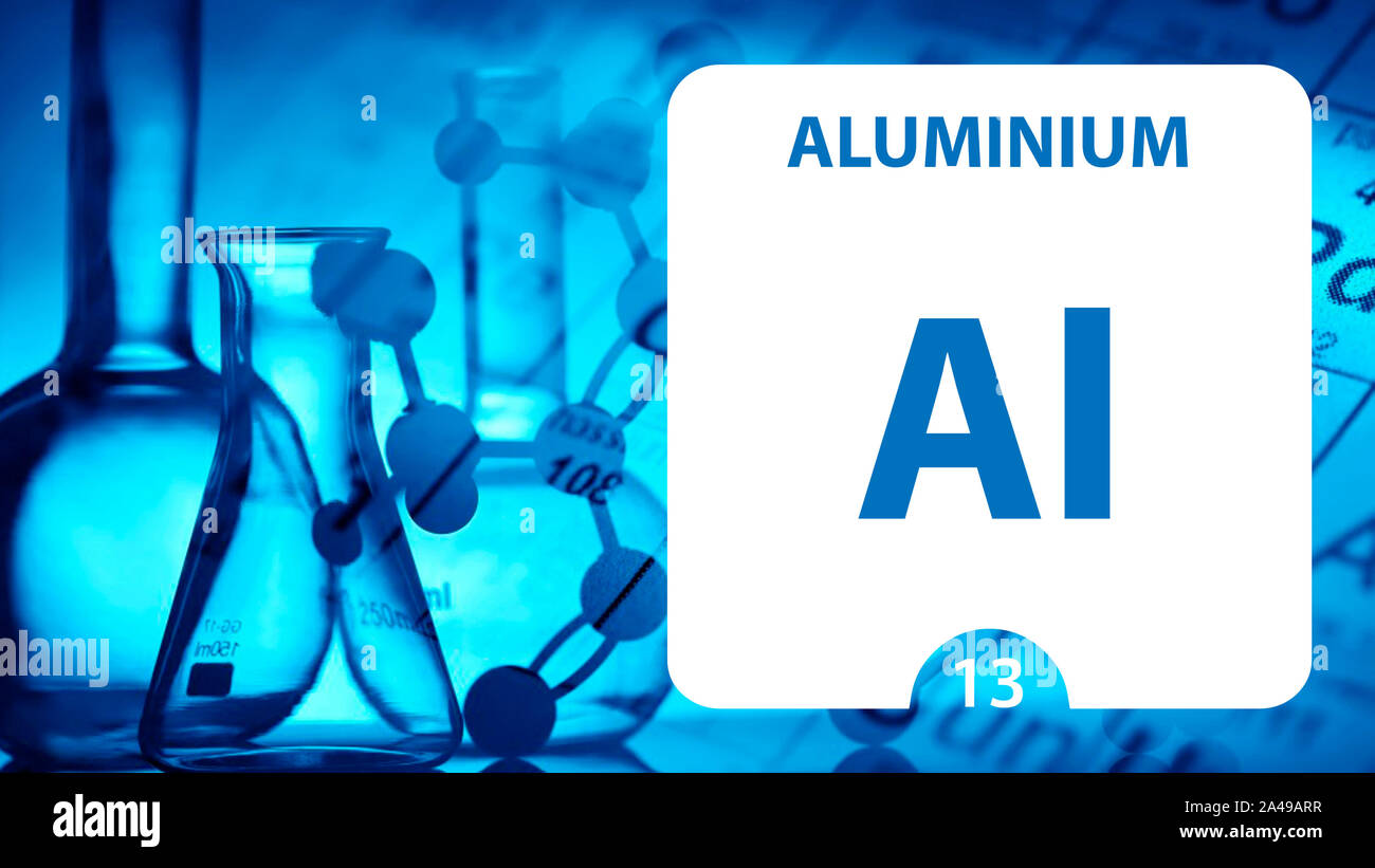 Aluminium Al, chemical element sign. 3D rendering isolated on white ...