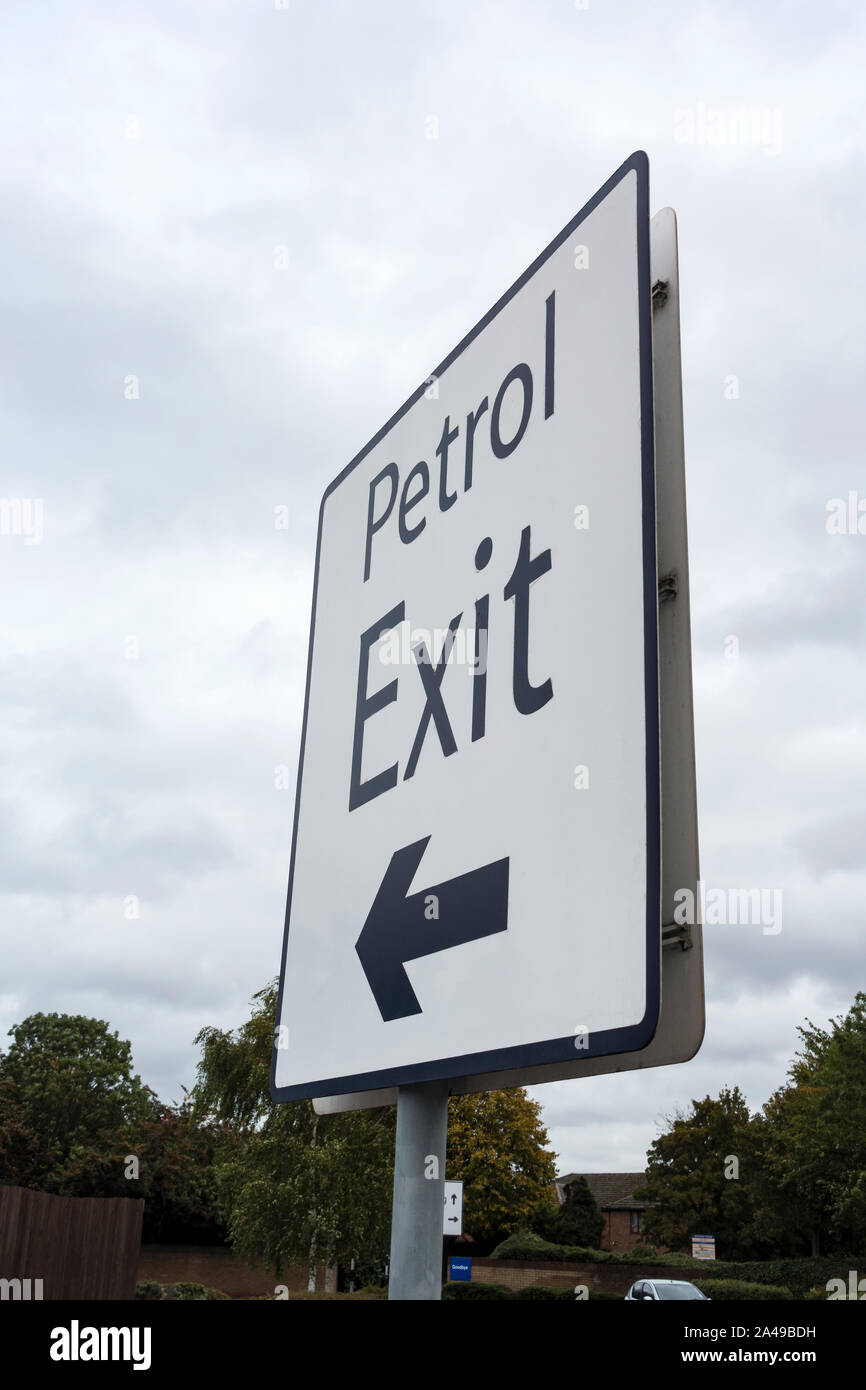 Petrol exit sign Stock Photo - Alamy