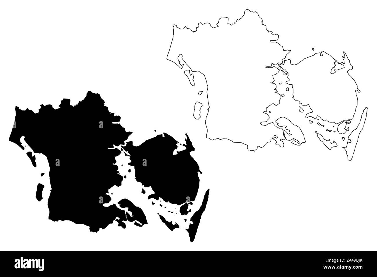 Region of Southern Denmark (Kingdom of Denmark) map vector illustration ...