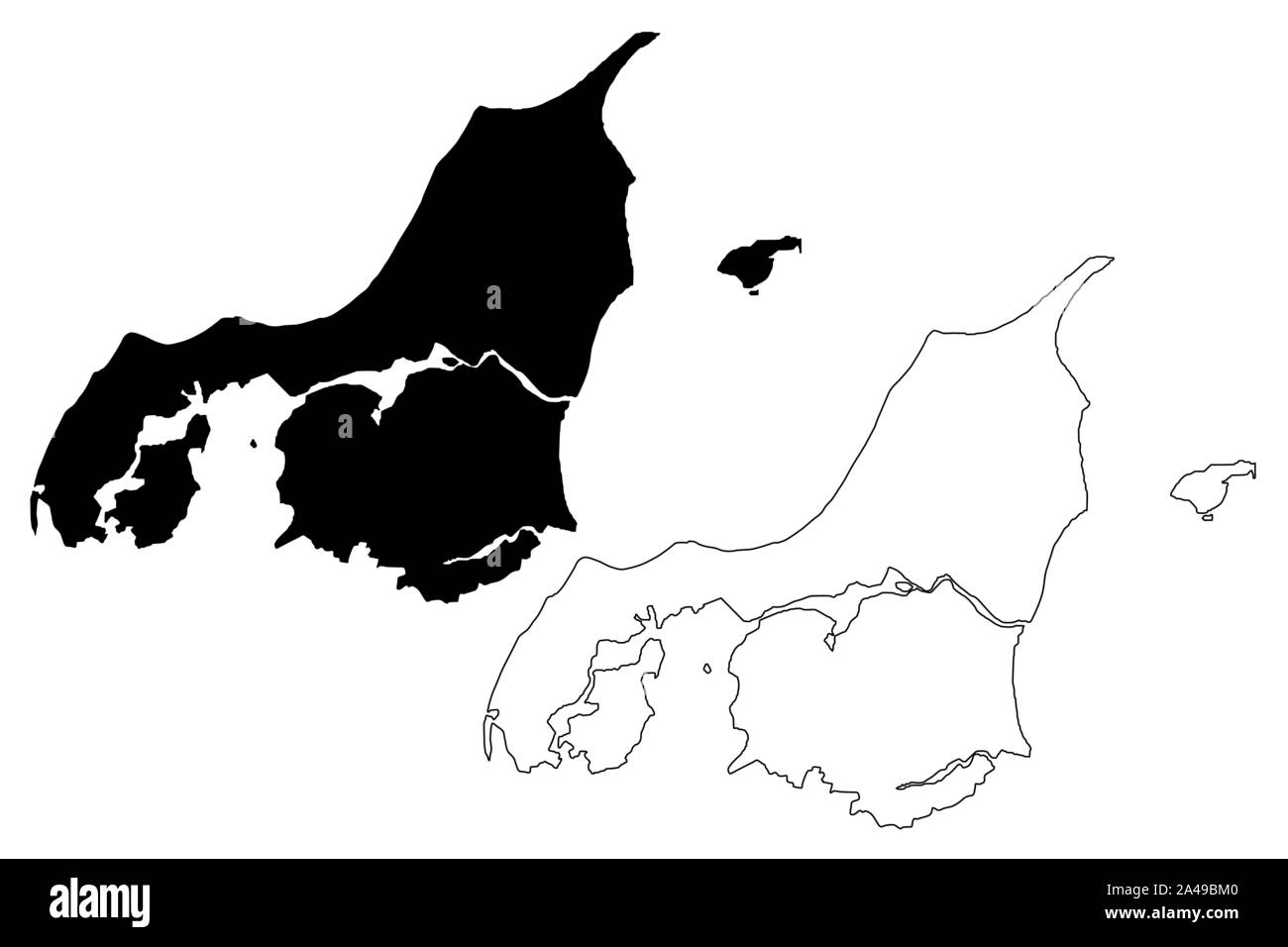North Denmark Region (Kingdom of Denmark) map vector illustration ...