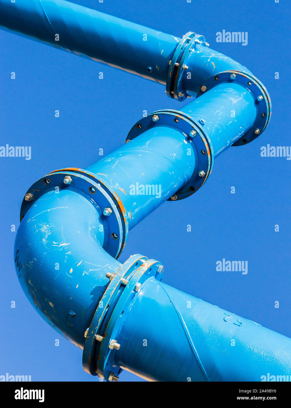 Berlin (Germany) mysterious blue pipe. Stunning blue sky in the ...