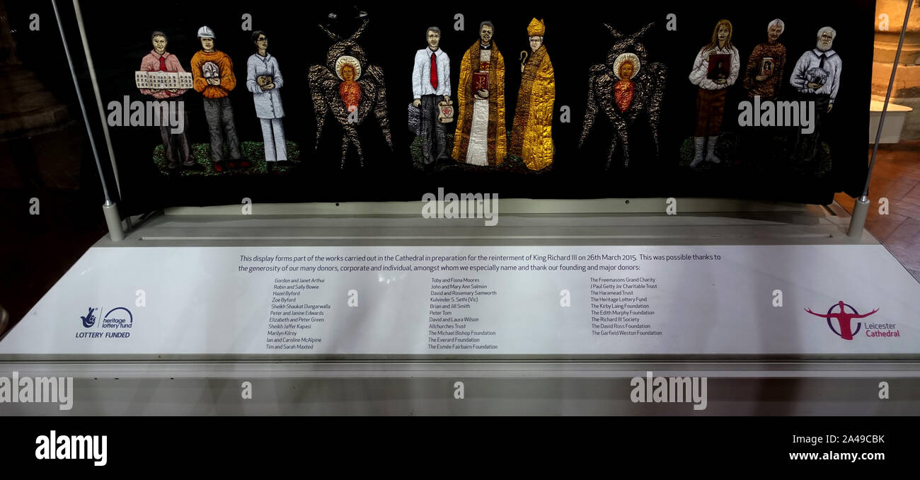 Display of embroidered funeral pall by Jacquie Binns which covered King ...