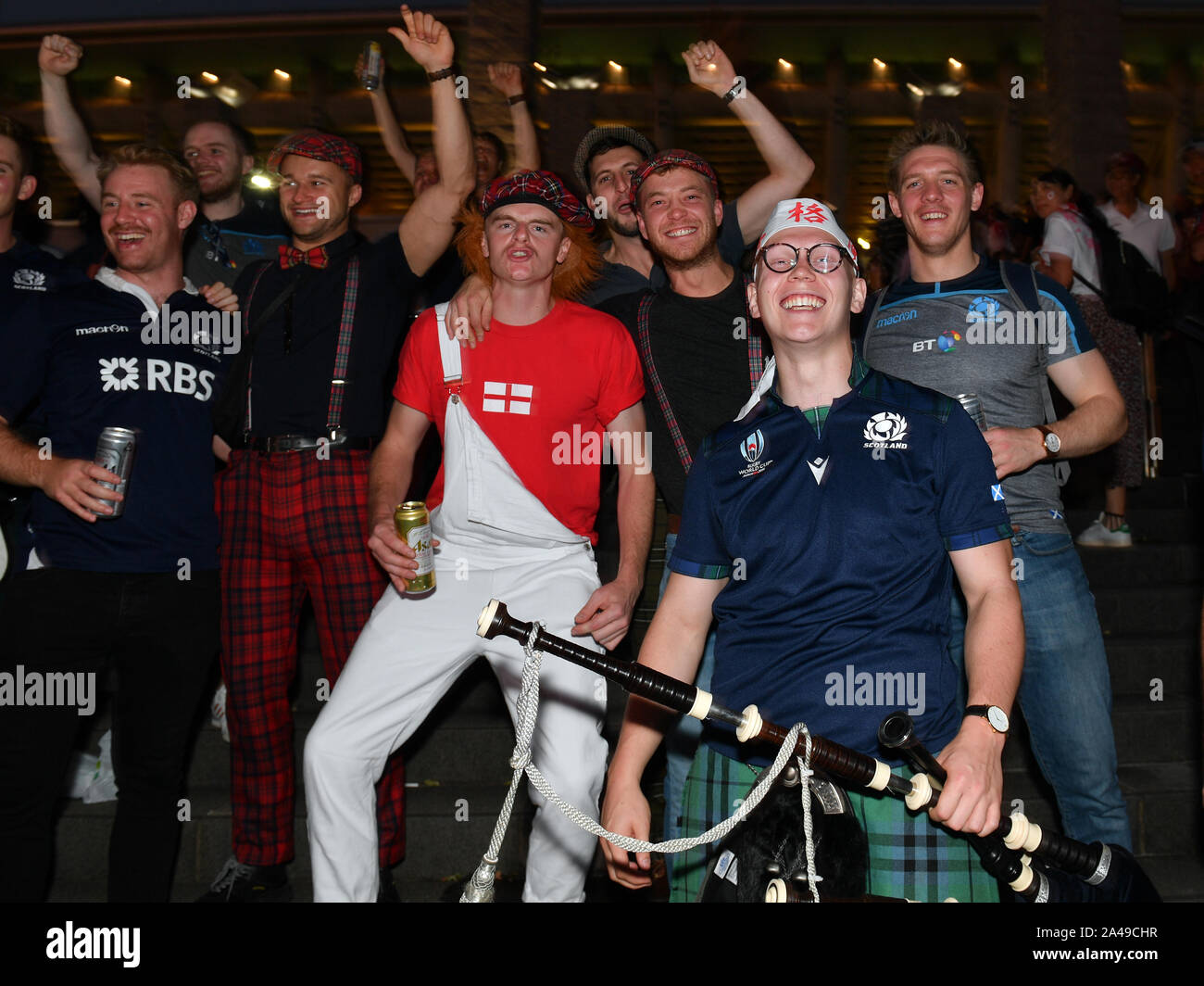 Scottish fans before the 2019 Rugby World Cup match at the Yokohama ...