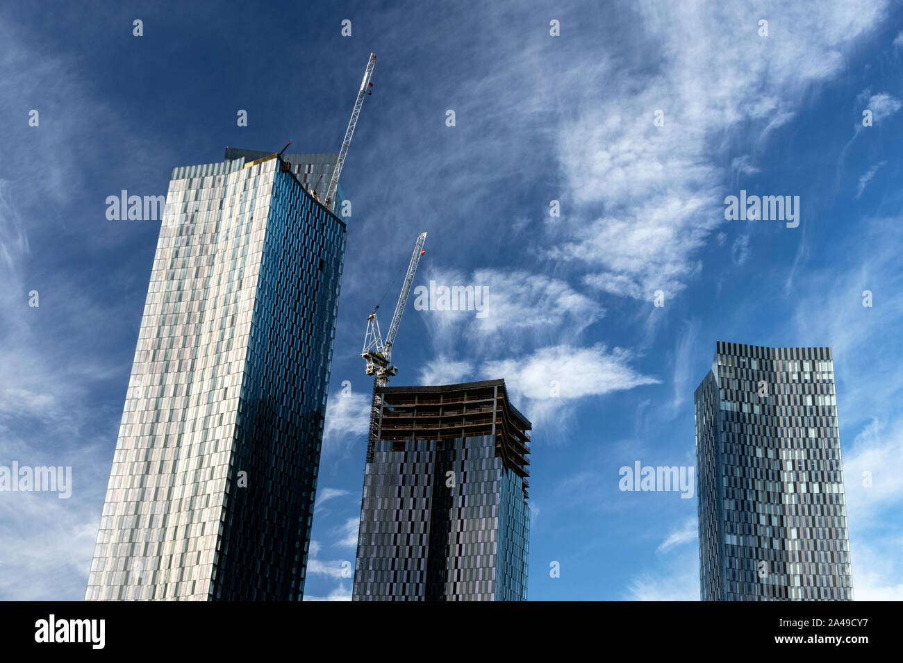 New high rises under construction at City Road, Manchester Stock Photo ...