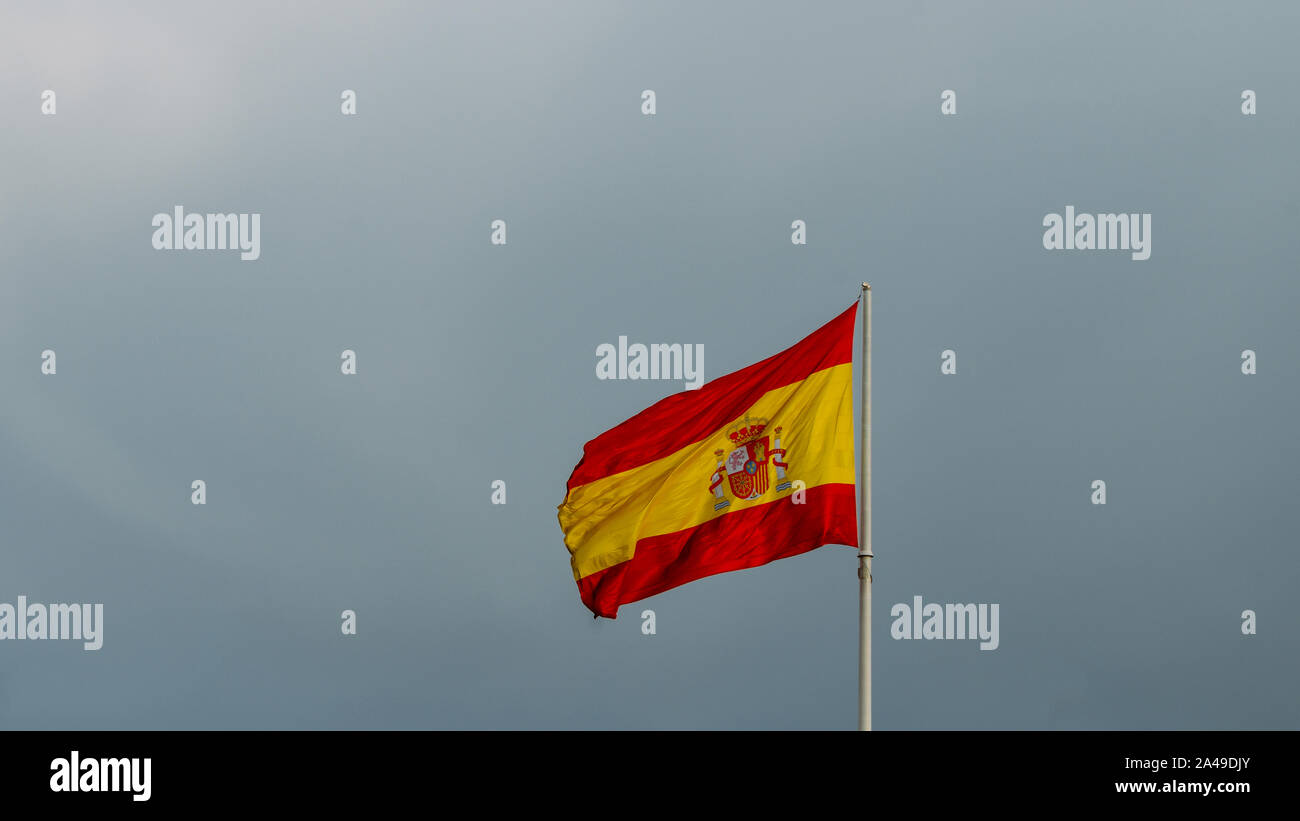 Spain Flag Waving Castle High Resolution Stock Photography and Images ...