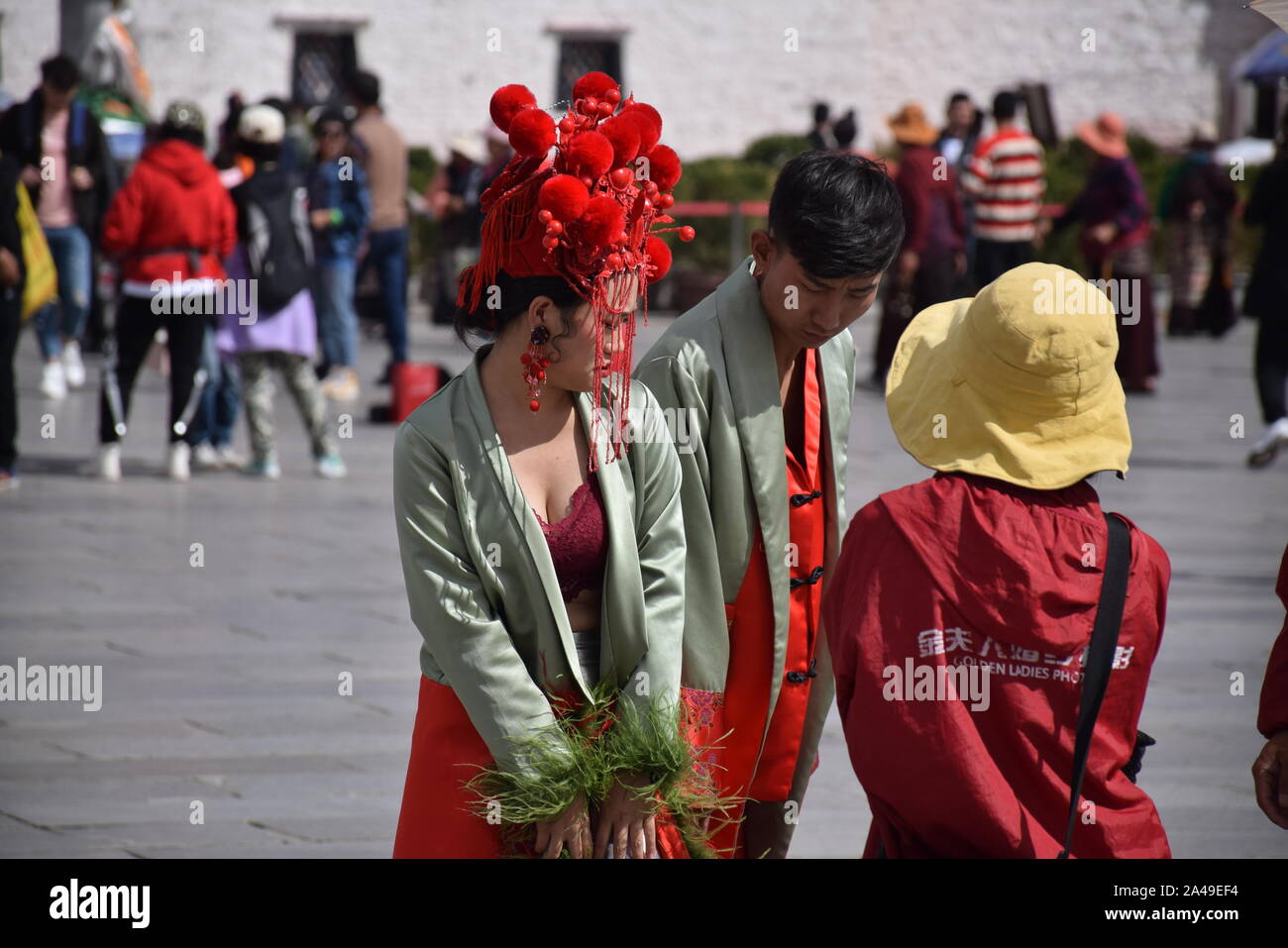 Beautiful asian couple taking photo shoot dressed with traditional ...
