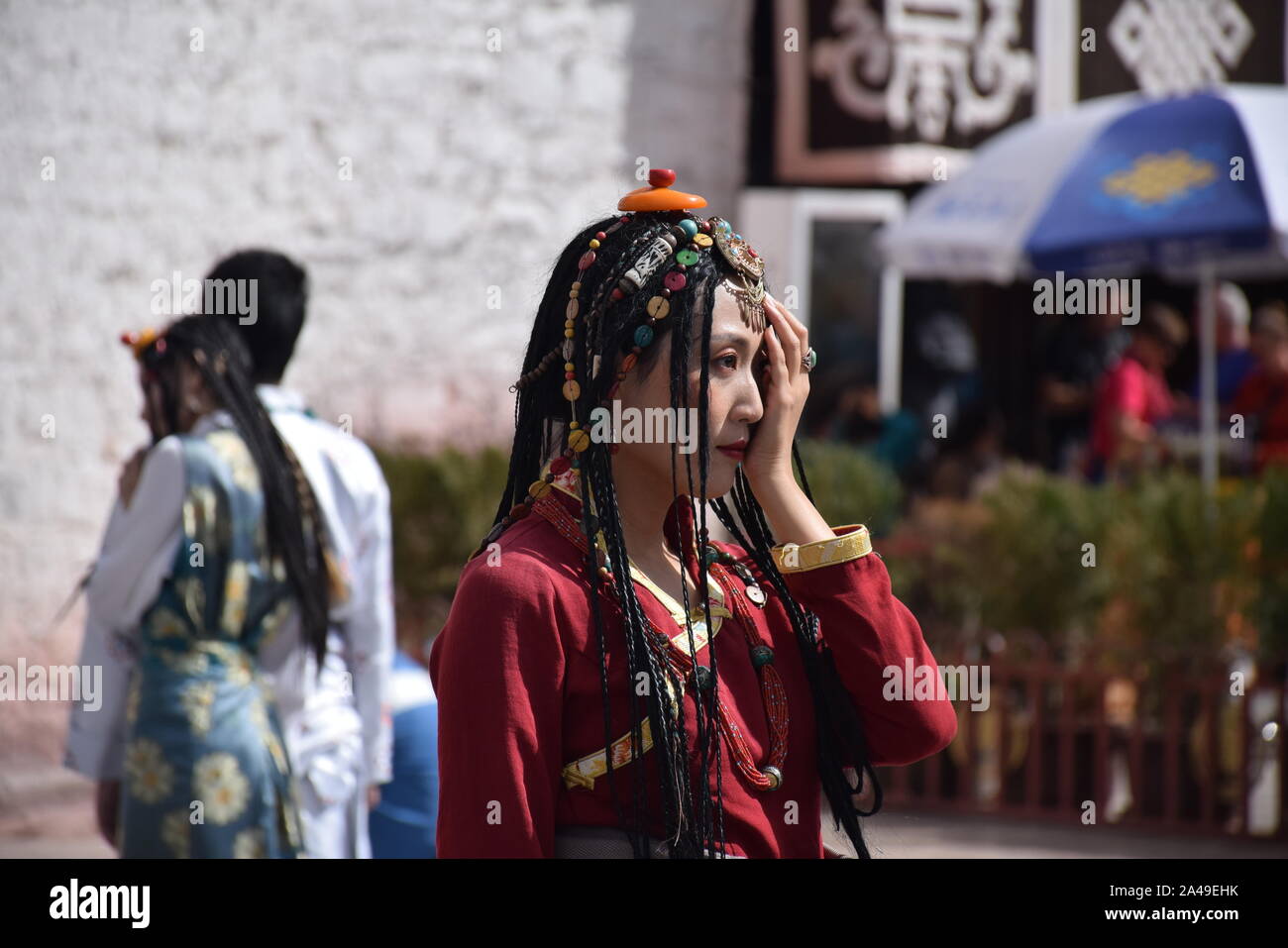 Beautiful asian girl taking photo shoot dressed with traditional ...