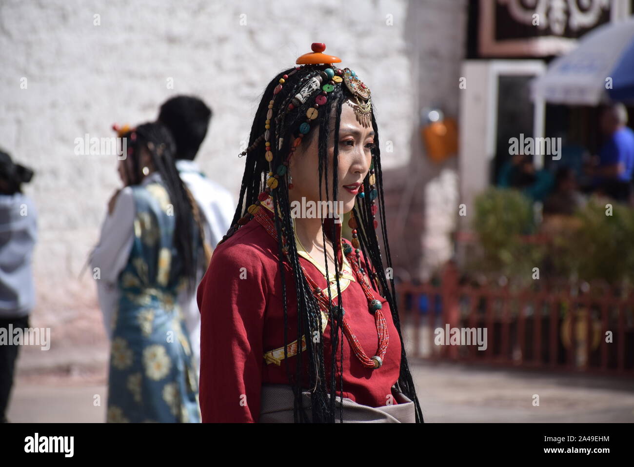 Beautiful asian girl taking photo shoot dressed with traditional ...