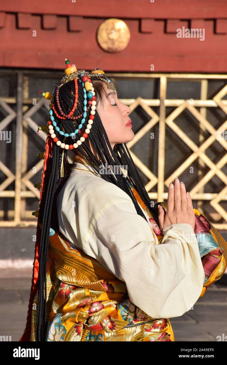 Beautiful asian girl taking photo shoot dressed with traditional ...