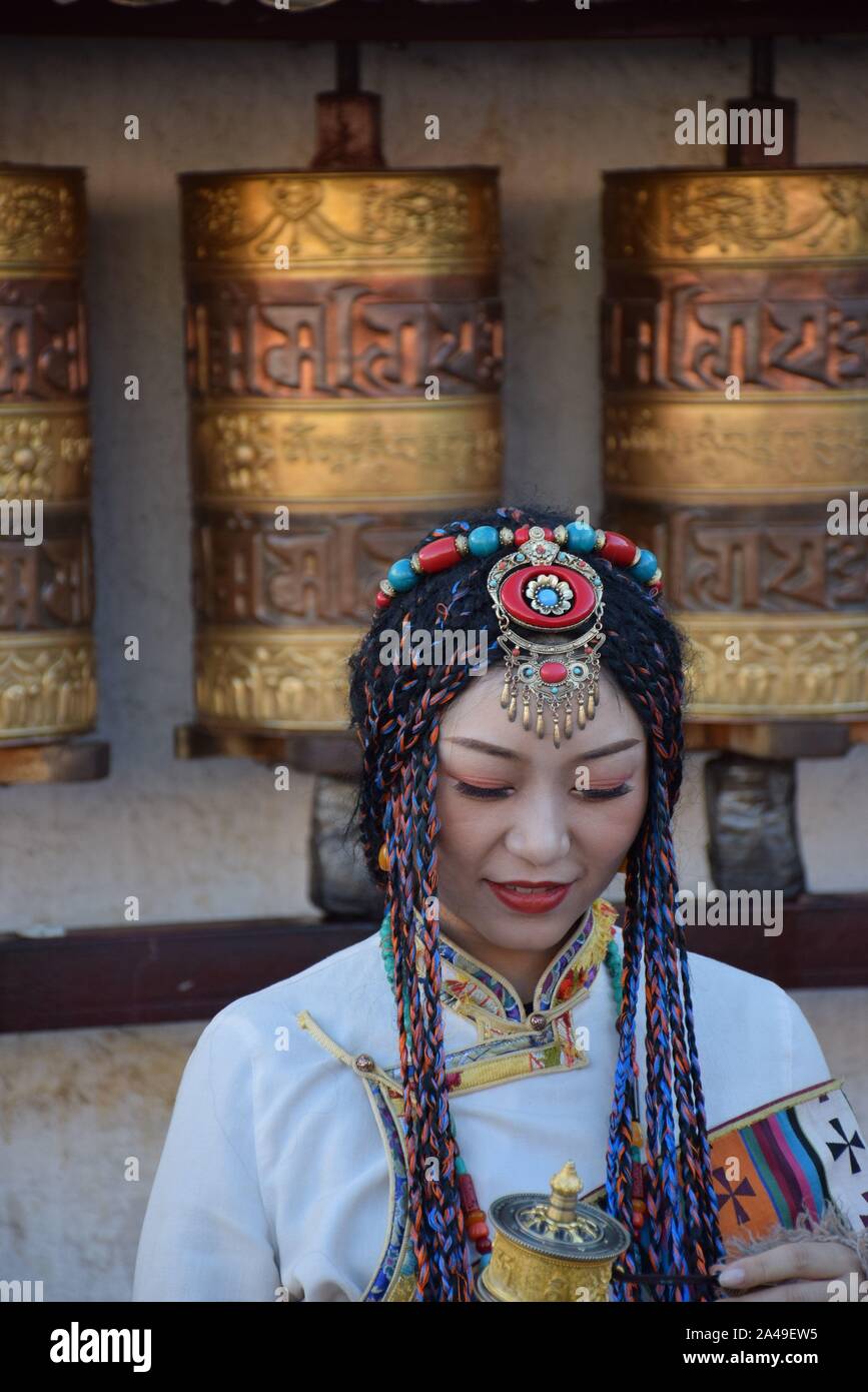 Beautiful asian girl taking photo shoot dressed with traditional ...