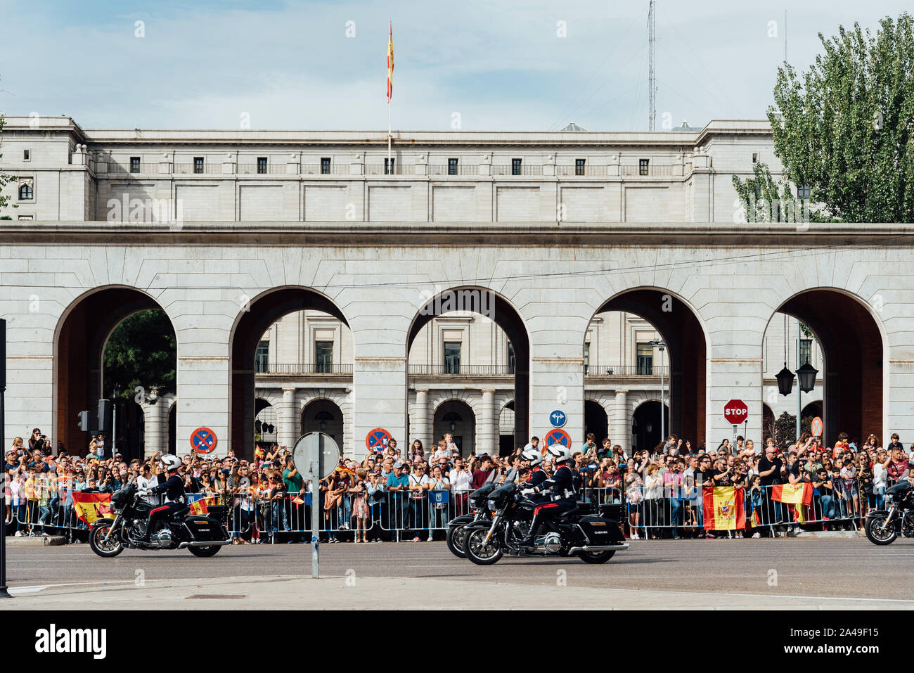 Madrid, Spain - October 12, 2019: Spanish Army marching during Spanish ...