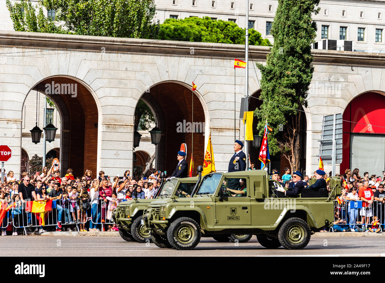 Madrid, Spain - October 12, 2019: Spanish Army marching during Spanish ...