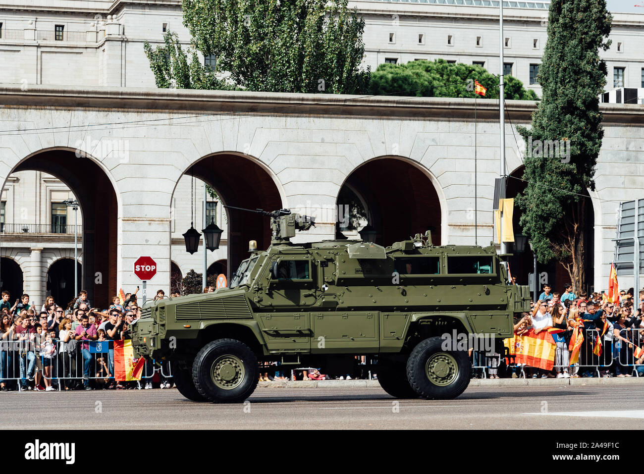 Madrid, Spain - October 12, 2019: Spanish Army marching during Spanish ...
