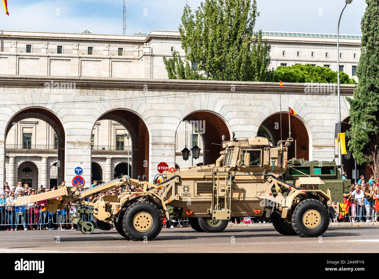 Madrid, Spain - October 12, 2019: Spanish Army marching during Spanish ...
