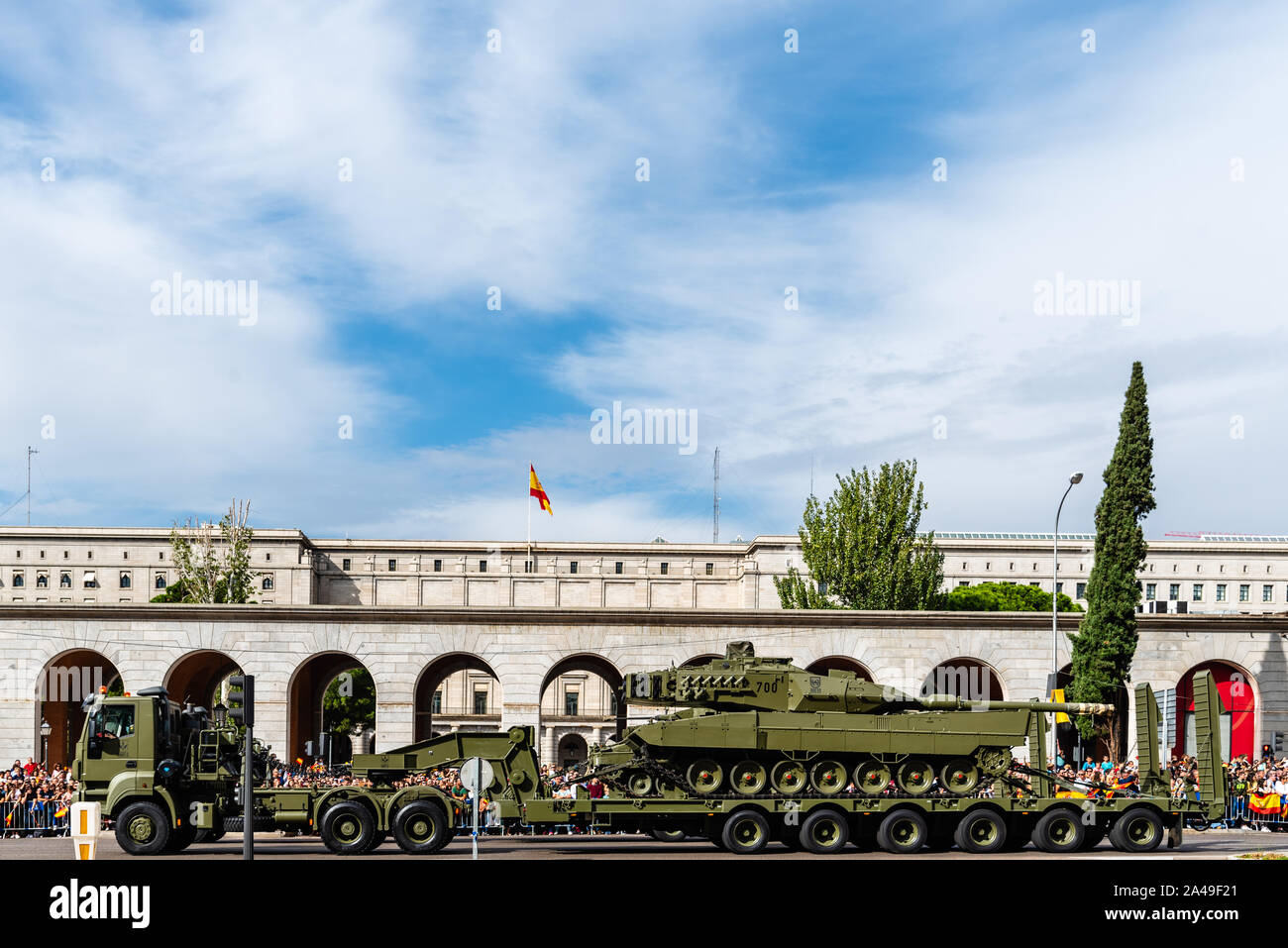 Madrid, Spain - October 12, 2019: Spanish Army marching during Spanish ...