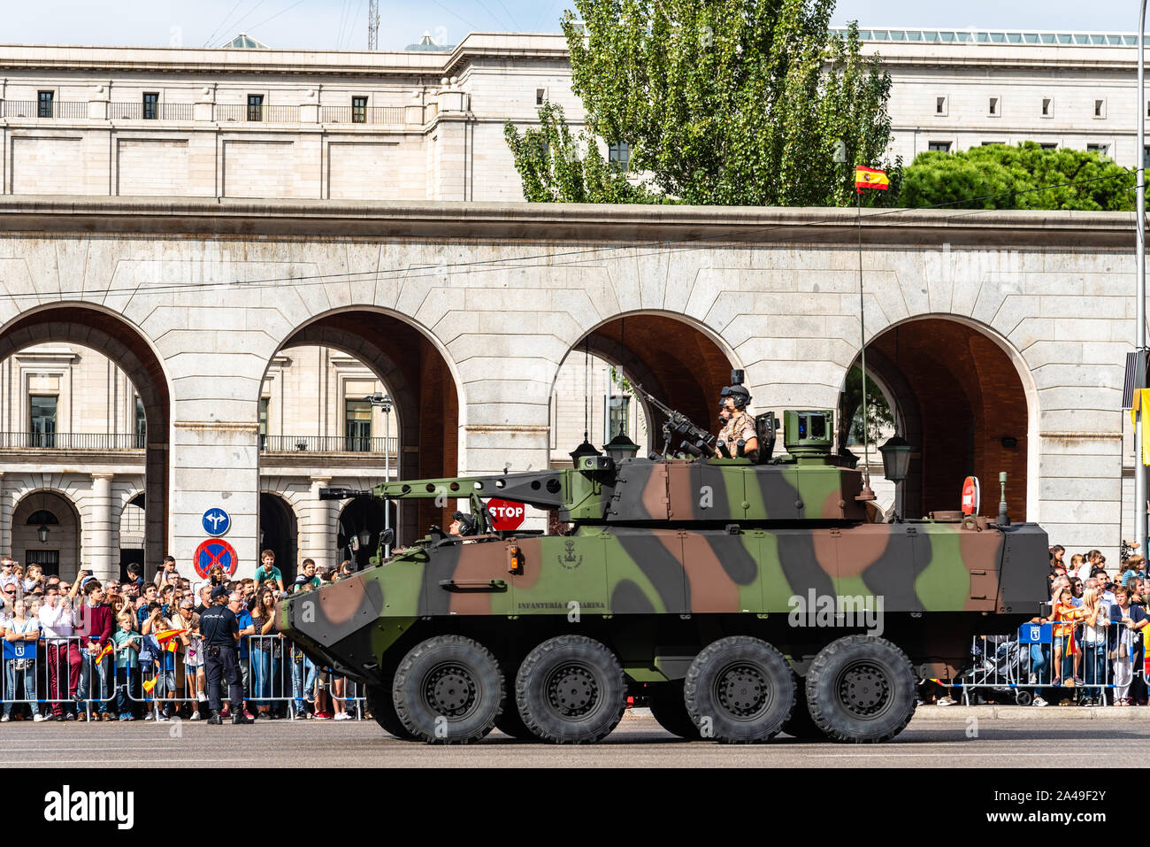 Madrid, Spain - October 12, 2019: Spanish Army marching during Spanish ...