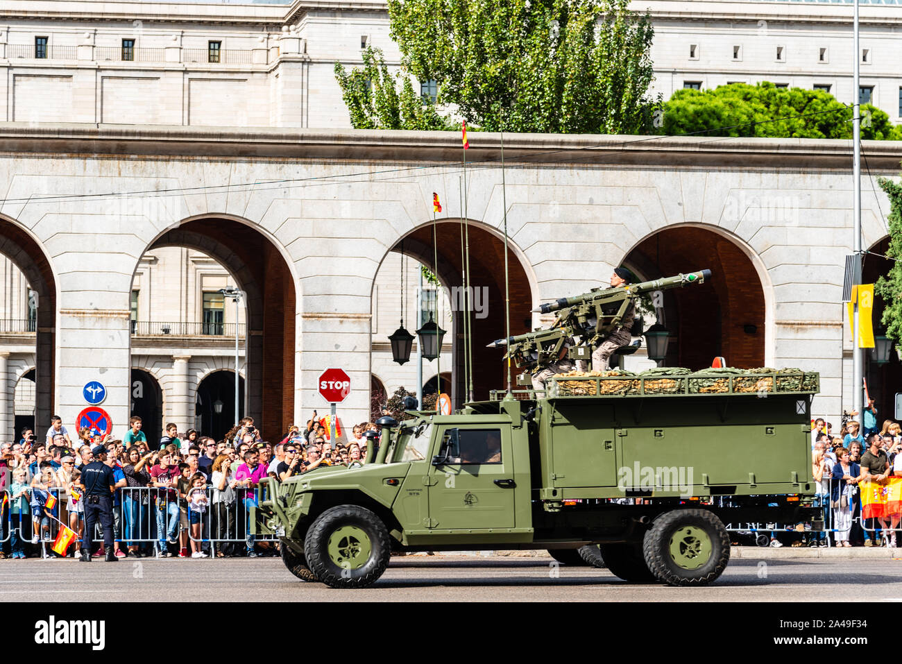Madrid, Spain - October 12, 2019: Spanish Army marching during Spanish ...