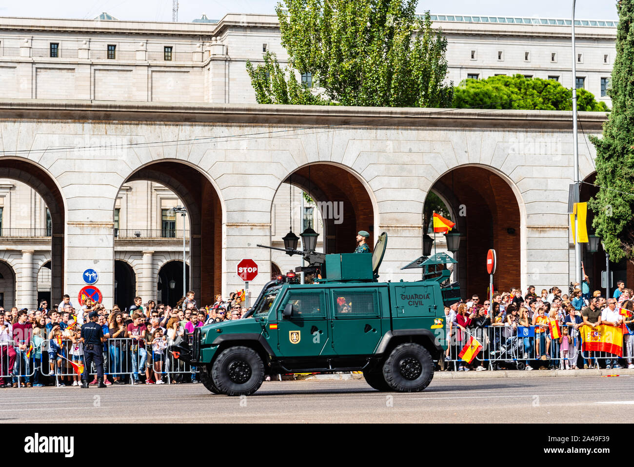 Madrid, Spain - October 12, 2019: Spanish Army marching during Spanish ...