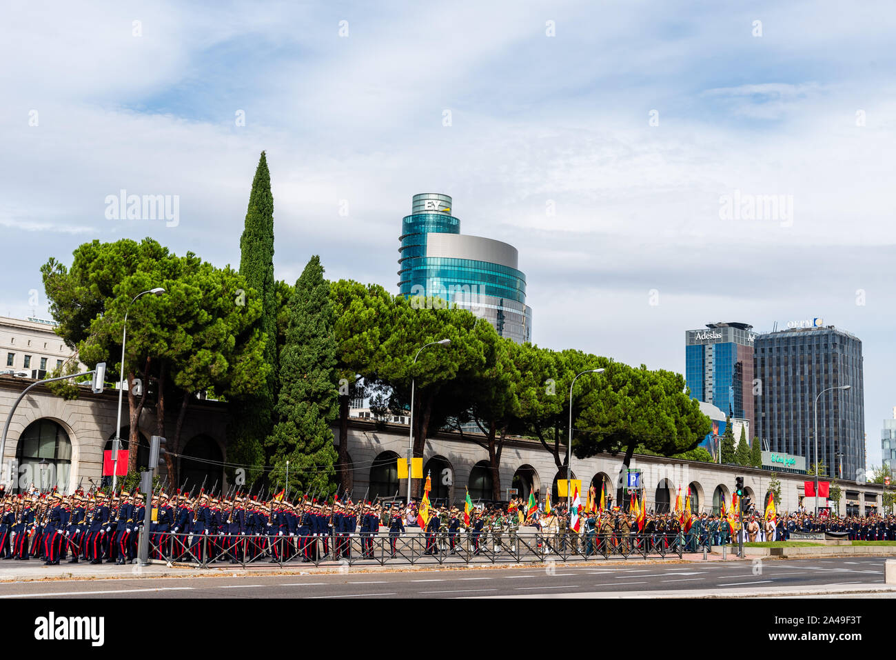 Madrid, Spain - October 12, 2019: Spanish Army marching during Spanish ...
