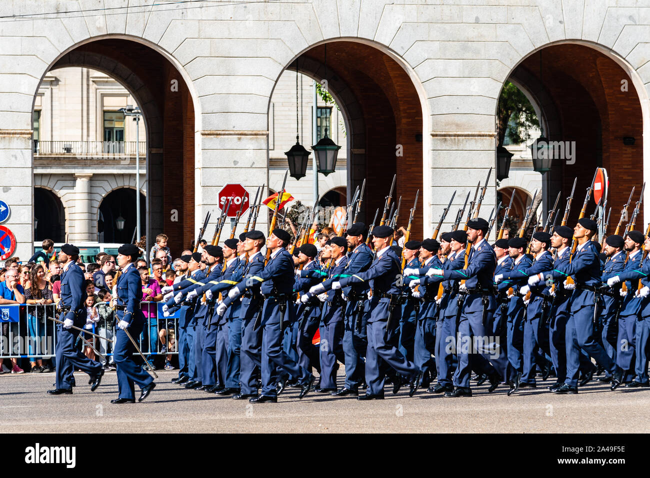 Madrid, Spain - October 12, 2019: Spanish Army marching during Spanish ...