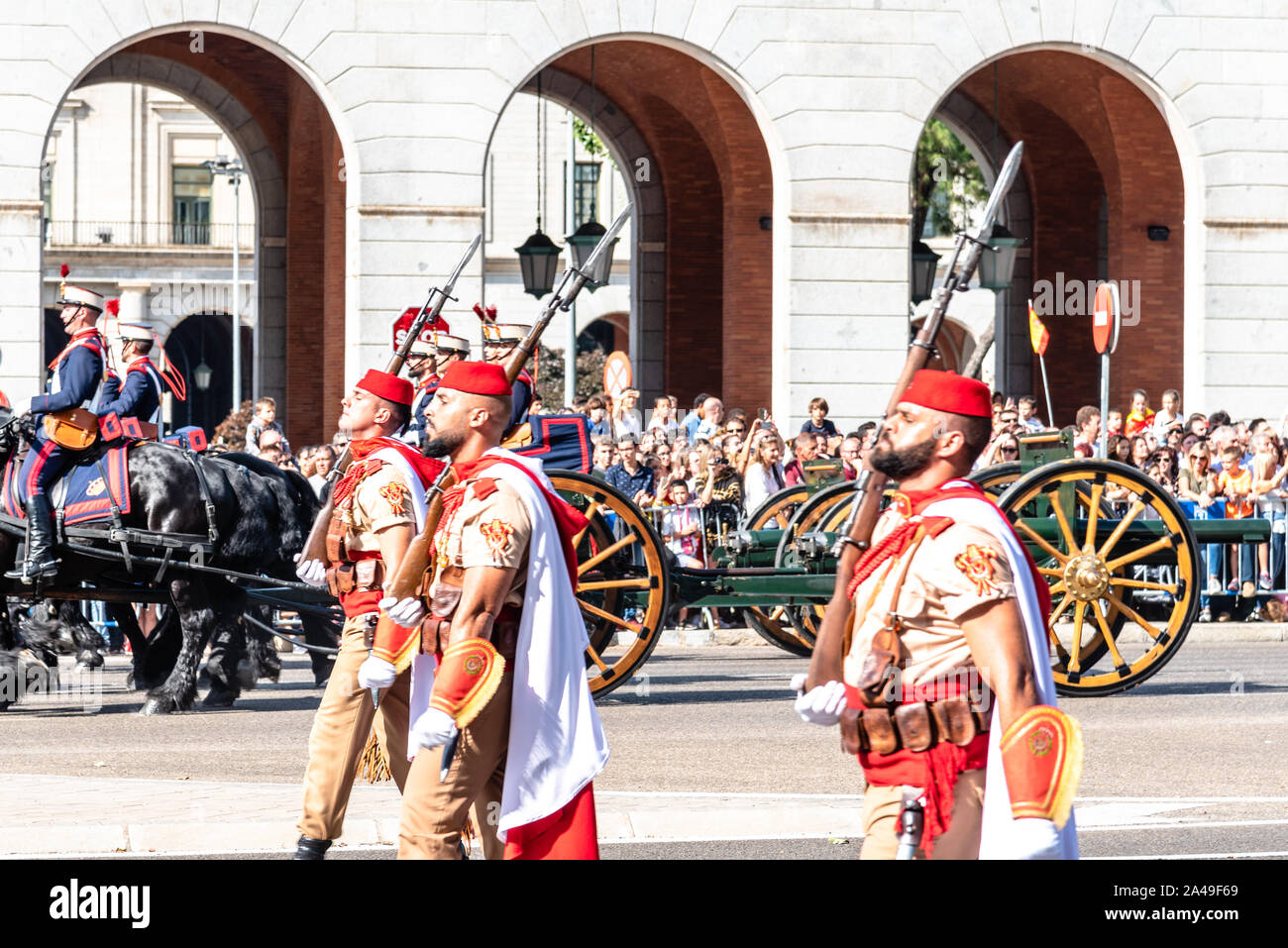 Madrid, Spain - October 12, 2019: Spanish Army marching during Spanish ...