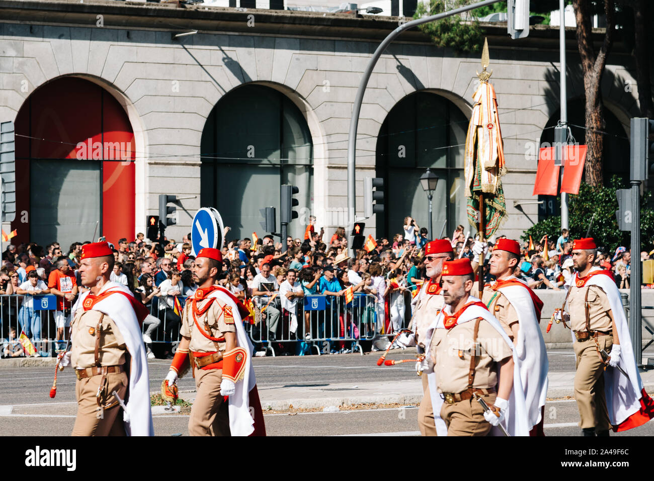 Madrid, Spain - October 12, 2019: Spanish Army marching during Spanish ...