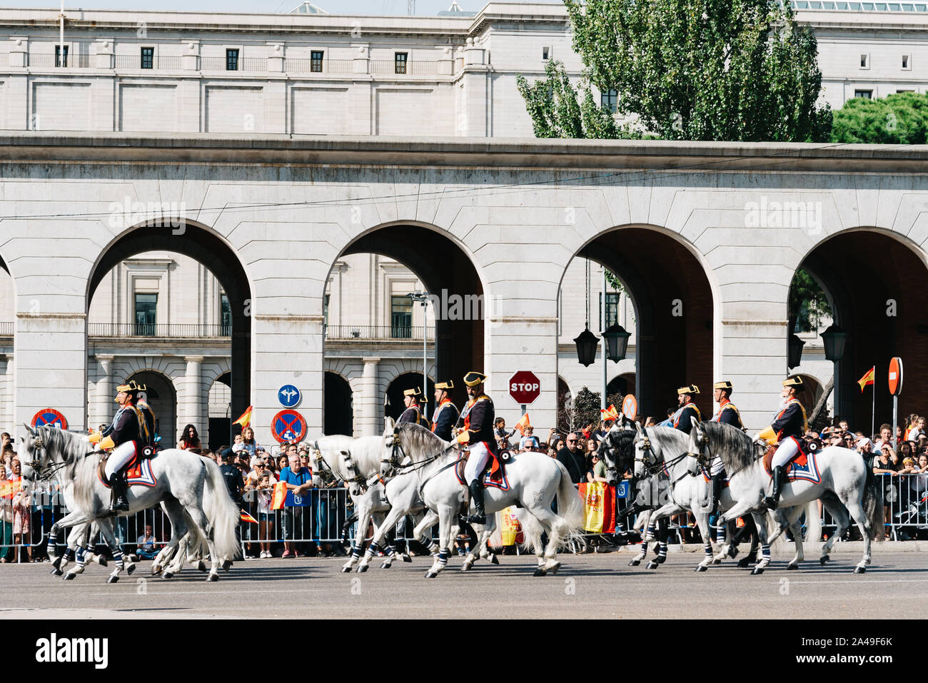 Madrid, Spain - October 12, 2019: Spanish Army marching during Spanish ...