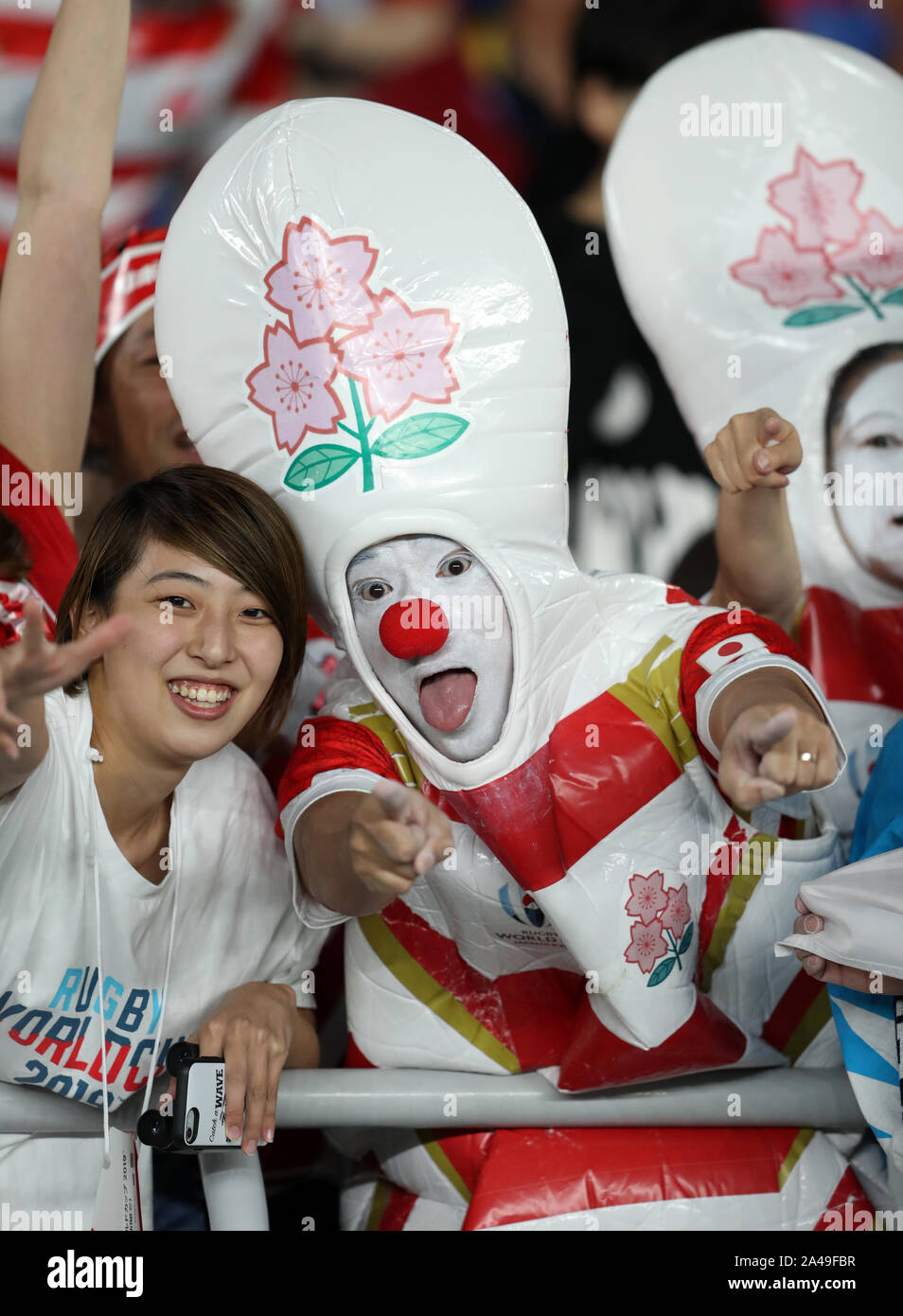 Japan fans during the 2019 Rugby World Cup match at the Yokohama ...