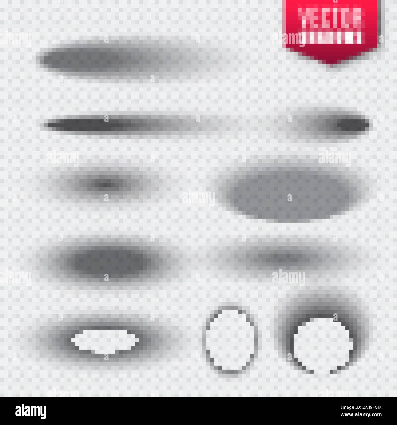 Vector shadows set on transparent background. Realistic isolated shadow ...